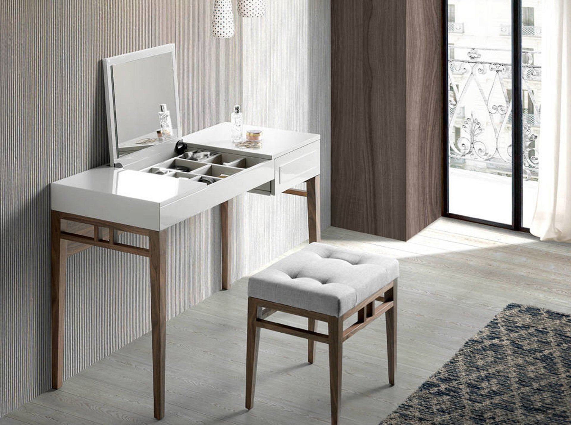 TOCADOR Foggy Wooden Dressing Table with Flip Up Mirror and Jewelry Box 7001C Love That Design